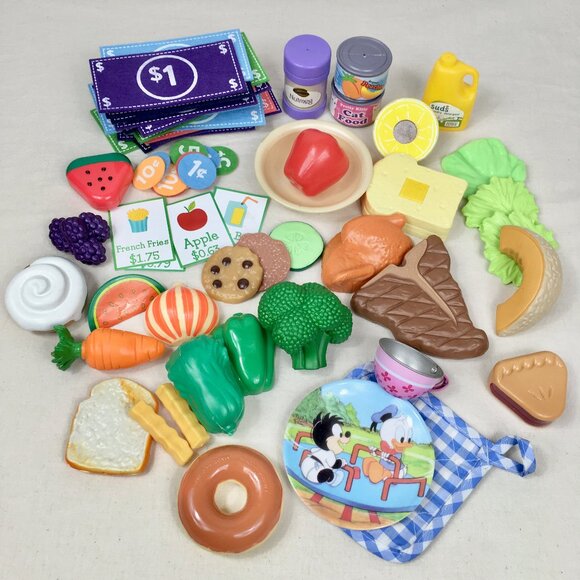 Toys | Play Food Toy Kitchen Set 72 Pieces Fruit Groceries Meat ...